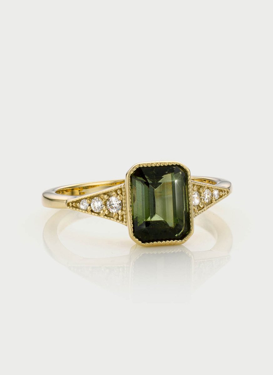 Studio Kroewe - Mari diamond octagon tourmaline ring 14k gold